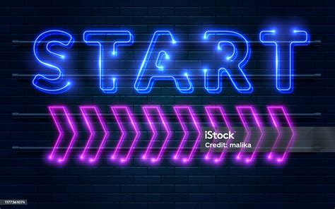 시작 네온 사인 벡터 디자인 요소 라이트 배너 발표 네온 간판 밤 네온 Advensing 벡터 일러스트레이션 0명에 대한 스톡 벡터 아트 및 기타 이미지 Istock