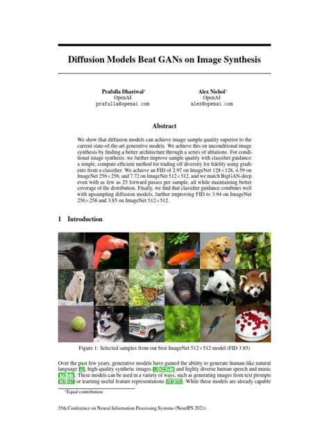 Neurips 2021 Diffusion Models Beat Gans On Image Synthesis Paper Pdf Cognitive Science