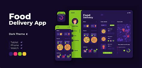 Food Delivery App Screen Vector Adaptive Design Template Stock Illustration Download Image Now
