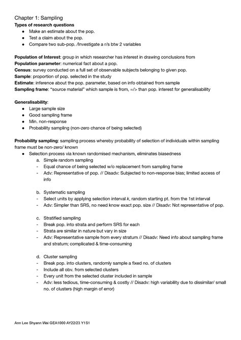 gea1000 lecture notes chapter 1 sampling types of research questions