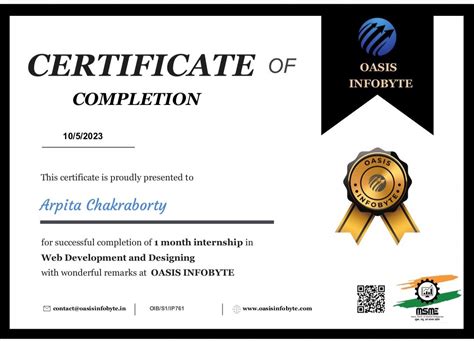 Internship Certificate Webdevelopment Designing Oasisinfobyte