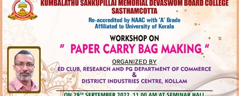 Workshop On “paper Carry Bag Making” Kumbalathu Sankupillai Memorial