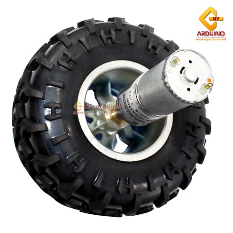 ล้อยางวิบาก Smart Car 130mm สีน้ำเงิน ข้อต่อหกเหลี่ยม สีเงิน ขาย Arduino อุปกรณ์ Arduino