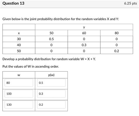 Solved Recall The Random Variable W X Y Using The Results Chegg