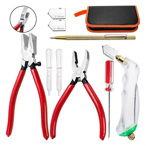 9pcs Glass Running Breaking Pliers And Glass Cutter Kit Breaker Grozer