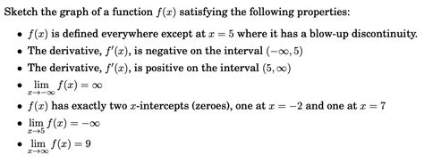 solved sketch the graph of a function f x satisfying the