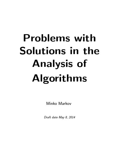 Problems With Solutions In The Analysis Of Algorithms Pdf Algorithms And Data Structures
