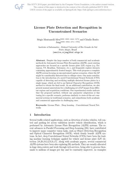 License Plate Detection And Recognition In Unconstrained Scenarios Pdf Optical Character