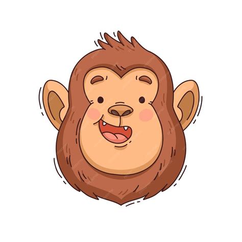 손으로 그린 만화 원숭이 얼굴 그림 무료 벡터