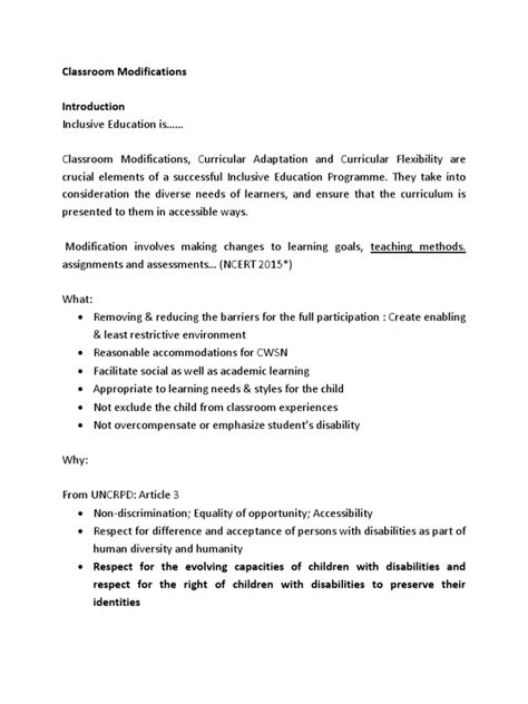 Classroom Modifications Download Free Pdf Inclusion Education Classroom
