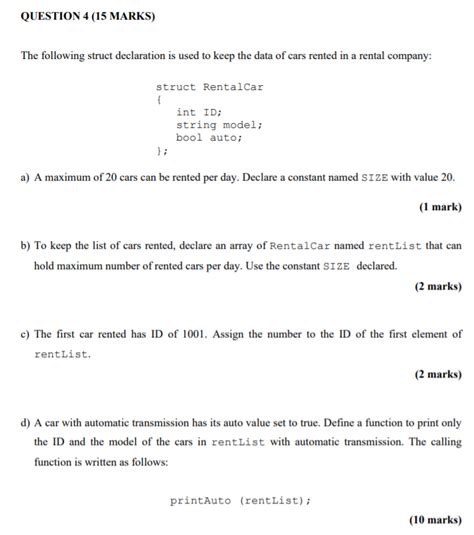 Solved QUESTION MARKS The Following Struct Chegg