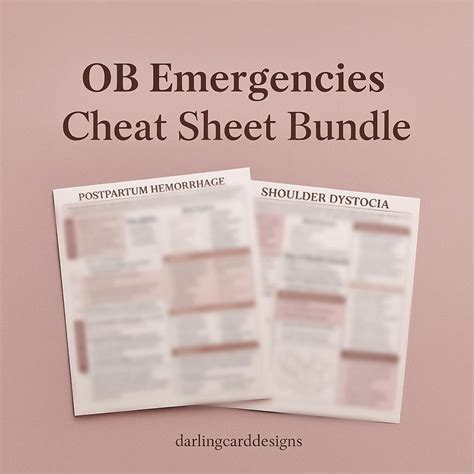 Ob Emergencies Nursing Cheat Sheet Bundle Laboranddelivery Nurse