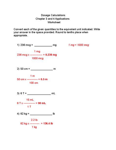 Answers To Dosage Calculatrions Worksheet Dosage Calculations Chapter
