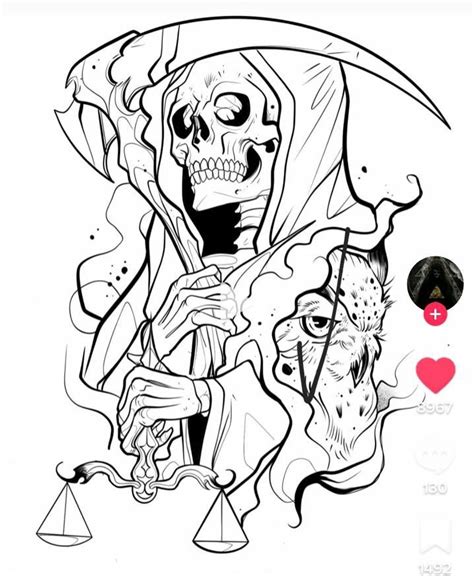 Grim Reaper Tattoo Stencil