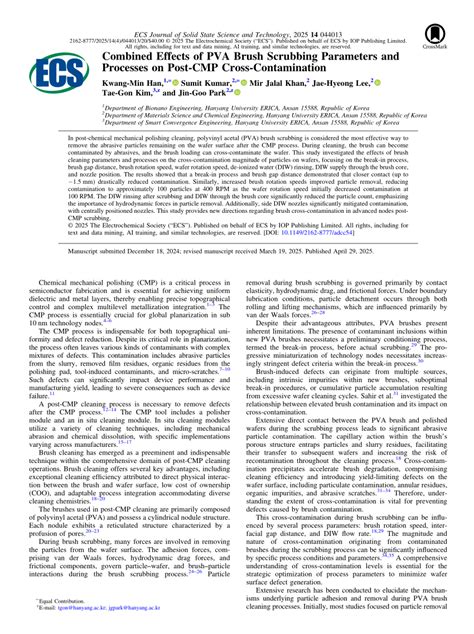 Combined Effects Of Pva Brush Scrubbing Parameters And Processes On