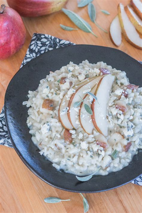 Red Pear Risotto With Gorgonzola And Sage
