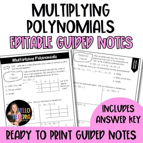 Multiplying Polynomials Editable Guided Notes By Hello Algebra Tpt