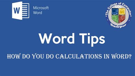 How Do You Do Calculations In Word Words Ms Word