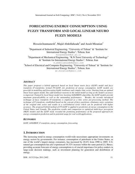 Pdf Forecasting Energy Consumption Using Fuzzy Transform And Local