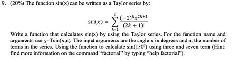 solved 9 20 the function sin x can be written as a