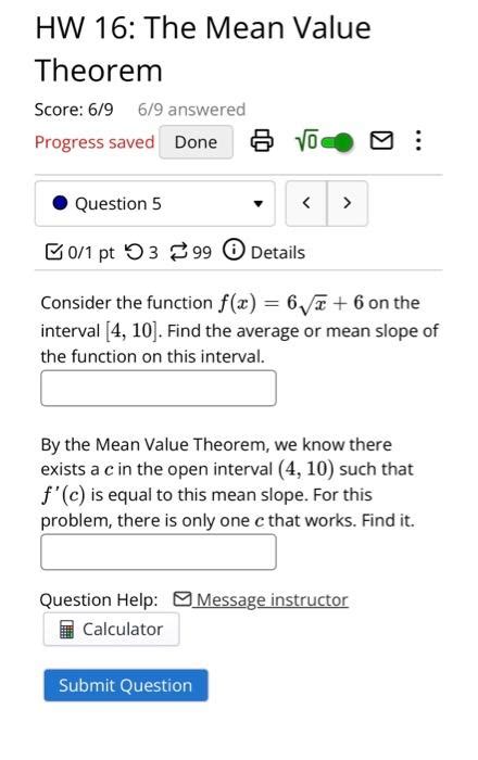 Solved Consider The Function F X 6x 6 On The Interval Chegg Com