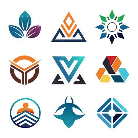 Una colección de logotipos que incluye un logotipo con un azul y un naranja | Vector Premium ...
