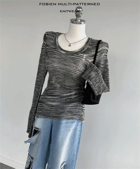 신상특가빈티지워싱데미지여리핏니트긴팔니트글램핏md추천갓성비템 포비앙멀티니트 에이블리