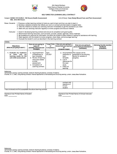 Learning Contract Template 2 Pdf Learning Health Care
