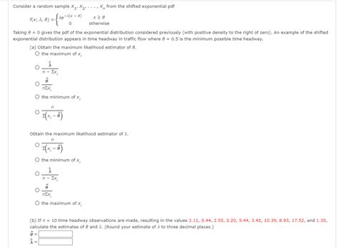 solved consider a random sample x1 x2 … xn from the shifted