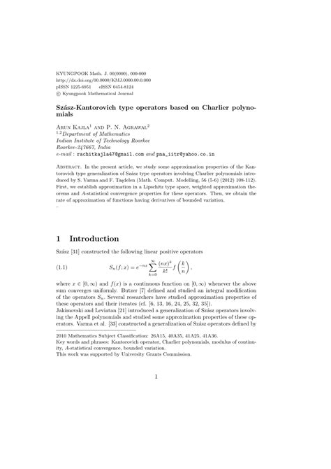 Pdf Szsz Kantorovich Type Operators Based On Charlier Polynomials