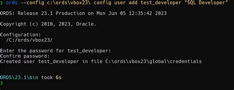 Creating An Ords User With The ‘sql Developer Role