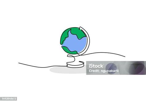 지구본 학교 교육 개체 한 선 그리기 연속 디자인 벡터 그림 낙서 드로잉에 대한 스톡 벡터 아트 및 기타 이미지 낙서 드로잉 단순함 디자인 Istock