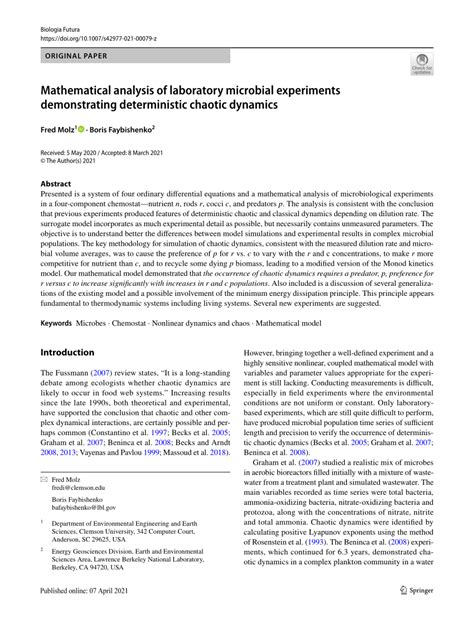 Pdf Mathematical Analysis Of Laboratory Microbial Experiments Demonstrating Deterministic