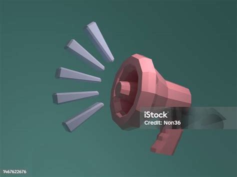 현대적인 디자인의 3d 렌더링 메가폰 다각형 모양 3d 그림 0명에 대한 스톡 사진 및 기타 이미지 0명 3차원 형태 개념 Istock