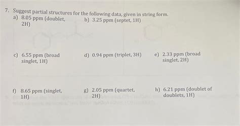 solved 7 suggest partial structures for the following data
