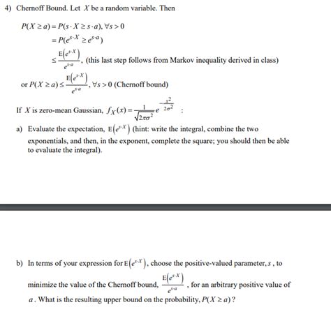 solved 4 chernoff bound let x be a random variable then