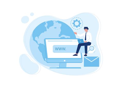 web hosting icon and earth globe image concept flat illustration