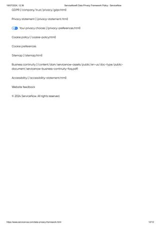 ServiceNow Data Privacy Framework Policy Pdf