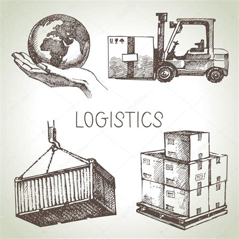 Conjunto De Iconos De Boceto De Entrega Y Logística Dibujada A Mano 2023