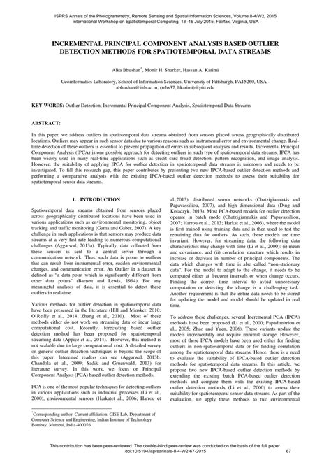 Pdf Incremental Principal Component Analysis Based Outlier Detection Methods For