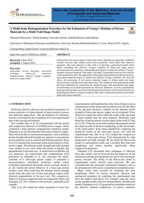 Pdf A Multi Scale Homogenization Procedure For The Estimation Of Youngs Modulus Of Porous