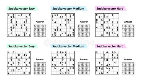Collection Sudoku Game With Answers Different Complexity Stock