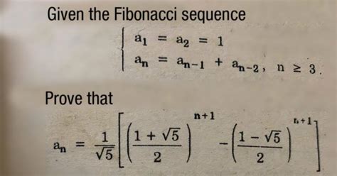 Fibonacci Sequence Formula 1 Consider The Fibonacci Sequence Called
