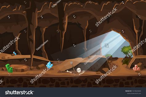 Treasure Cave Crystals Concept Art Computer 스톡 벡터로열티 프리 1214523445