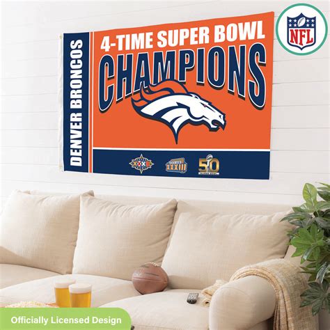 Denver Broncos 3x Superbowl Champions Football 3x5 Flag Team Sports