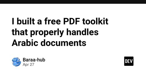 I Built A Free Pdf Toolkit That Properly Handles Arabic Documents Dev