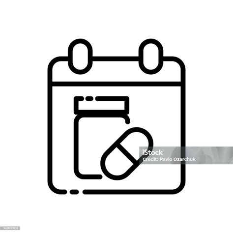 달력 줄 아이콘이 있는 알약입니다 약물 알약 알림 의약품 접시 적십자사 약국 응급 처치 키트 병원 의사 건강 관리 개념입니다