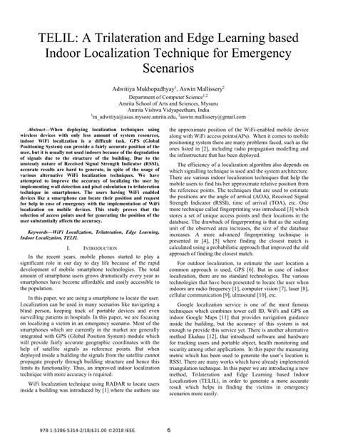 Pdf Telil A Trilateration And Edge Learning Based Indoor Localization Technique For Emergency