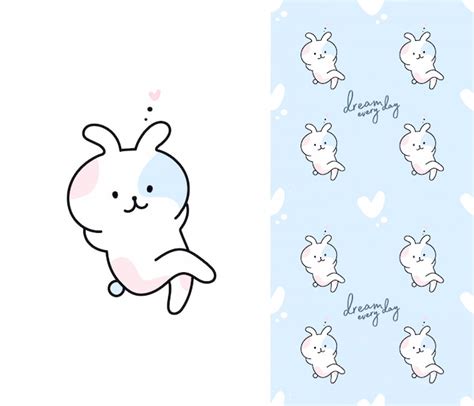 Premium Vector Kawaii Bunny Pattern With Rabbits