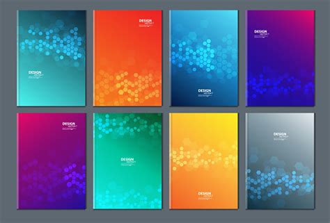 최소한의 현대적인 커버 디자인 동적 다채로운 그라데이션 미래의 기하학적 패턴 블루 핑크 옐로우 그린 오렌지 보라색 플래카드 포스터 템플릿 0명에 대한 스톡 벡터 아트 및